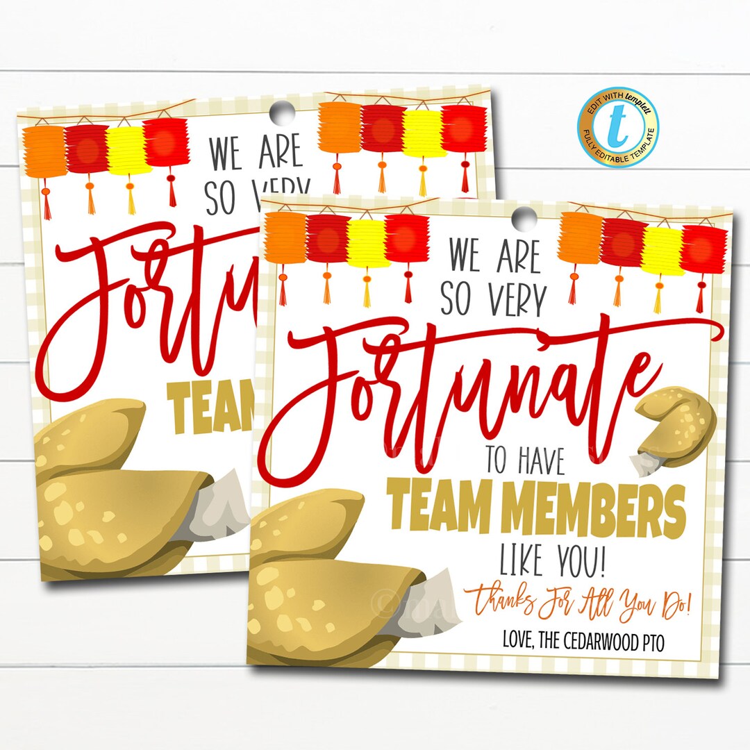 Fortune Cookie Thank You Gift Tags, Teacher Staff Nurse Employee ...