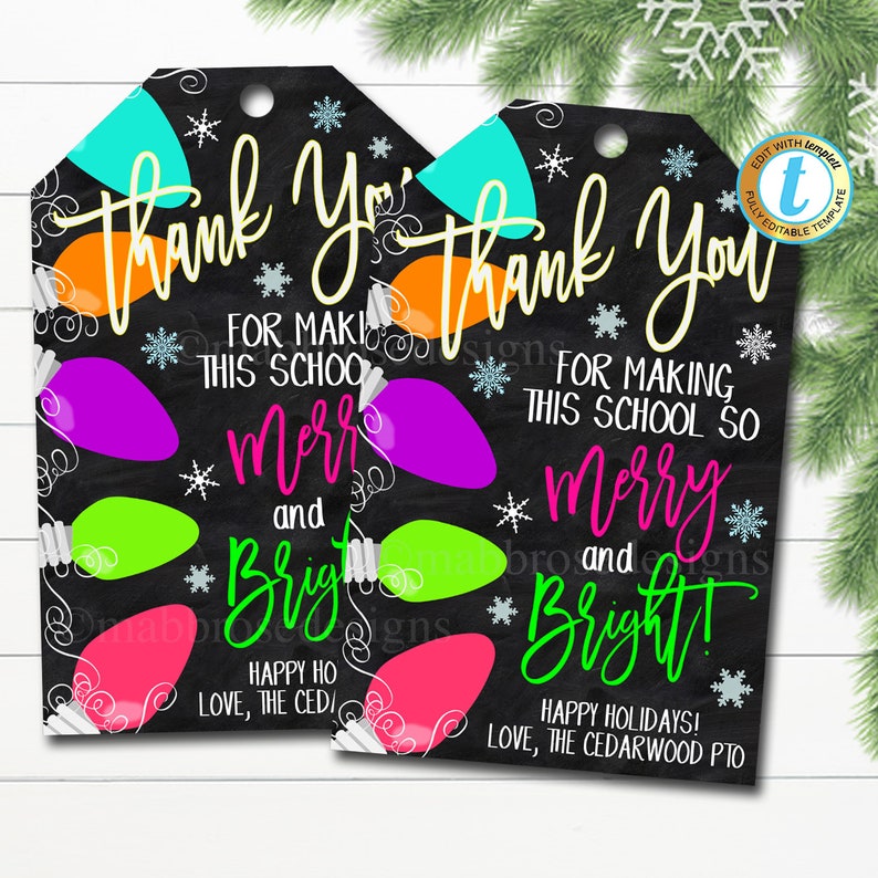 Christmas Gift Tag Thanks for Making This School Merry and - Etsy