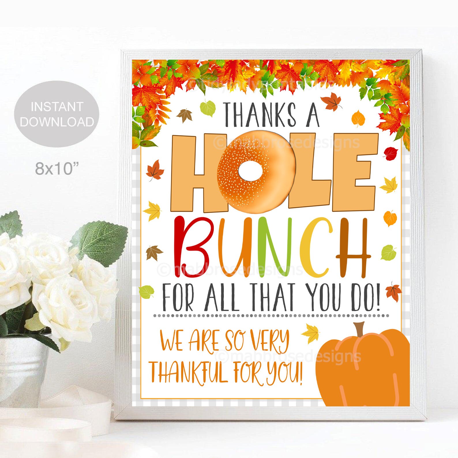 Fall Bagel Sign Thanks a Hole Bunch for All You Do Teacher | Etsy