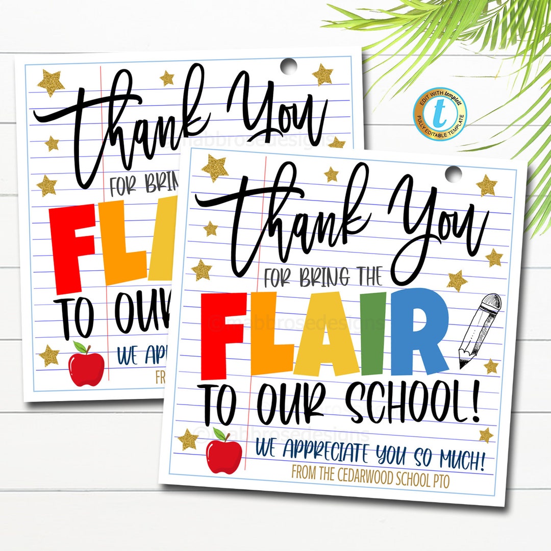 Flair End of Year Gift Tag for Teacher Admin Staff Appreciation, Thank ...