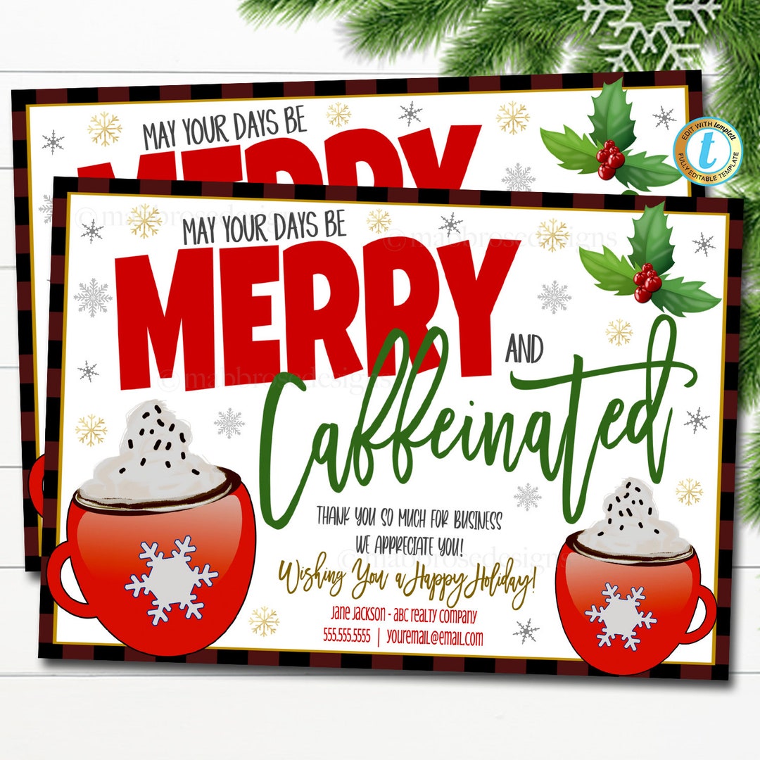 Real Estate Postcard Mailer, Merry and Caffeinated Coffee Theme ...