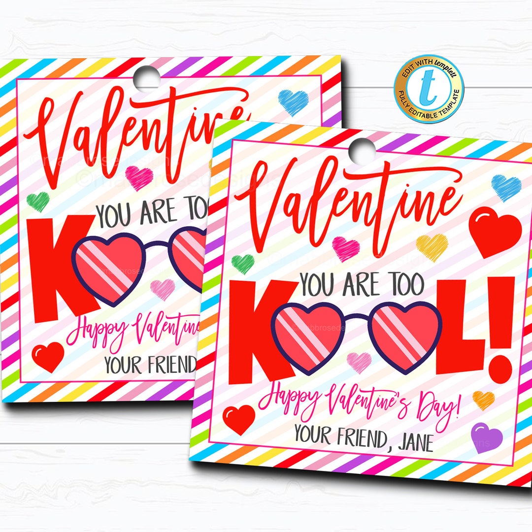 Valentine Too Kool Gift Tags, Fruit Punch Drink Straw Valentine Gift ...
