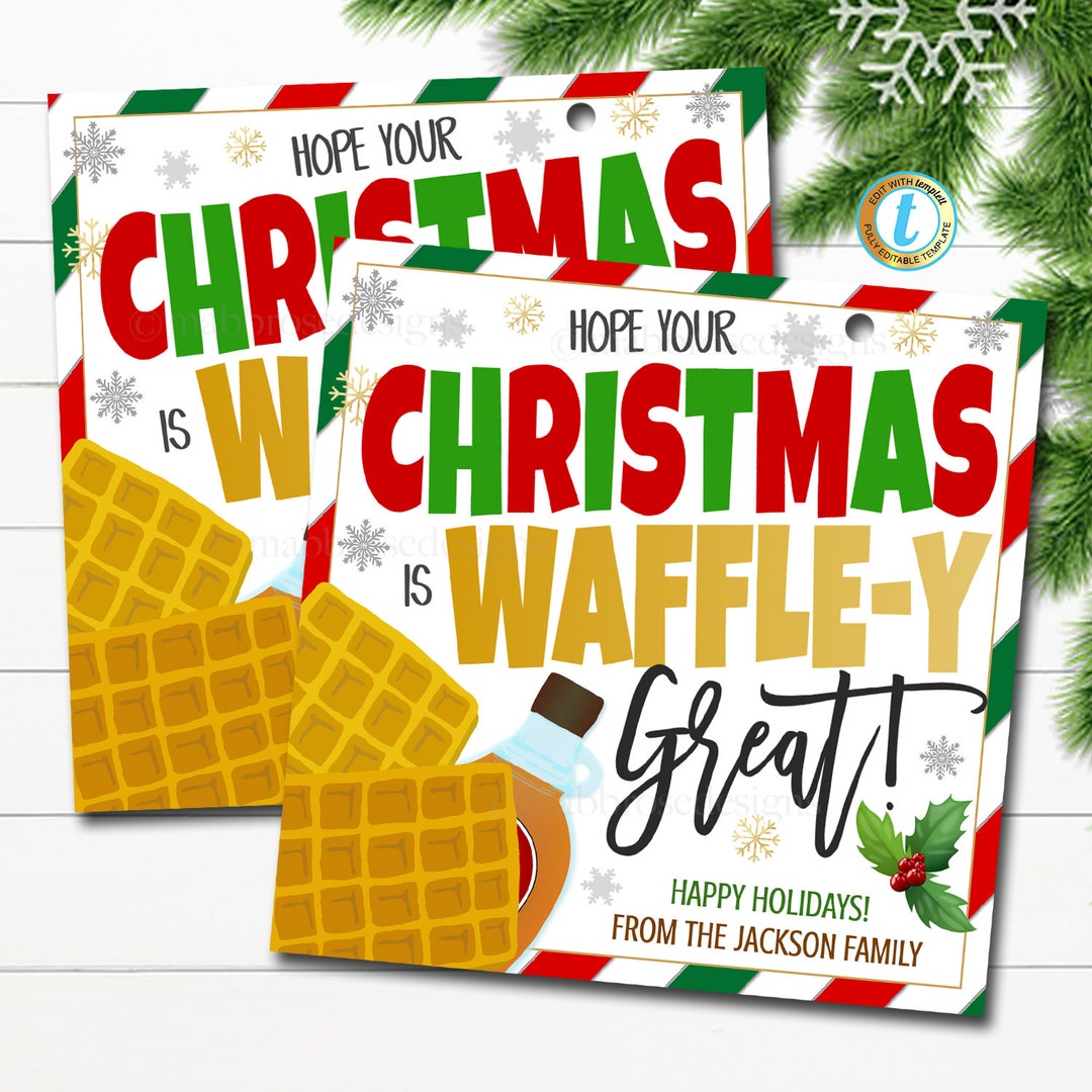 Christmas Waffle Gift Tags, Holiday Waffle Mix Tag, Holiday Syrup Gift ...