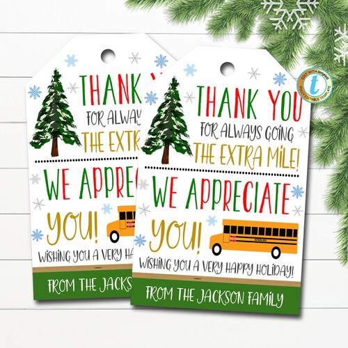 Bus Driver Appreciation Gift Tag Thank You for Always Going - Etsy