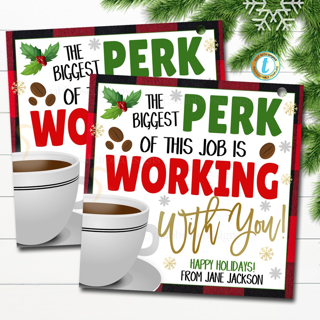 Christmas Coworker Coffee Gift Tag, Work Company Employee Teacher Staff ...