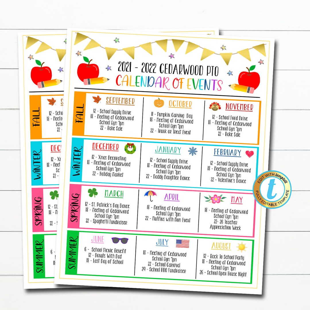 EDITABLE Monthly PTO PTA Flyer Printable Handout, Volunteer Meeting ...
