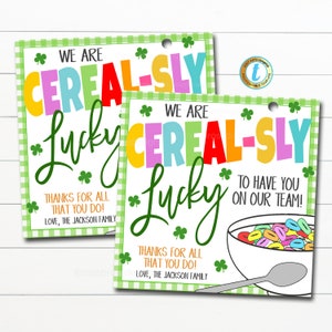St. Patrick's Day Cereal Gift Tags, We Are Cereal-sly Lucky ...