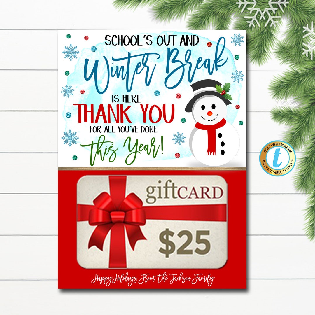 Christmas Gift Card Holder, Winter Break Thank You Snow Much for All ...