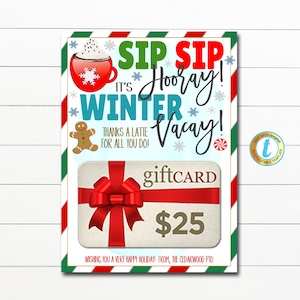 Christmas Sip Sip Hooray Winter Vacay Teacher Thank You, Holiday School ...