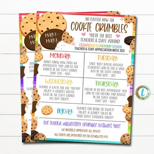 Teacher Appreciation Week Itinerary, Cookie Theme, No Matter How the ...