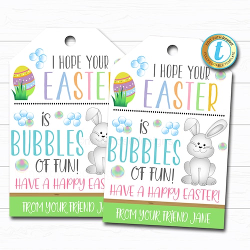 Easter Gift Tags Bubbles of Fun Kids Easter Friend Classroom | Etsy
