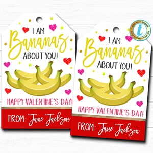Valentine Banana Gift Tags, Fruit Treat Label, Bananas About You ...