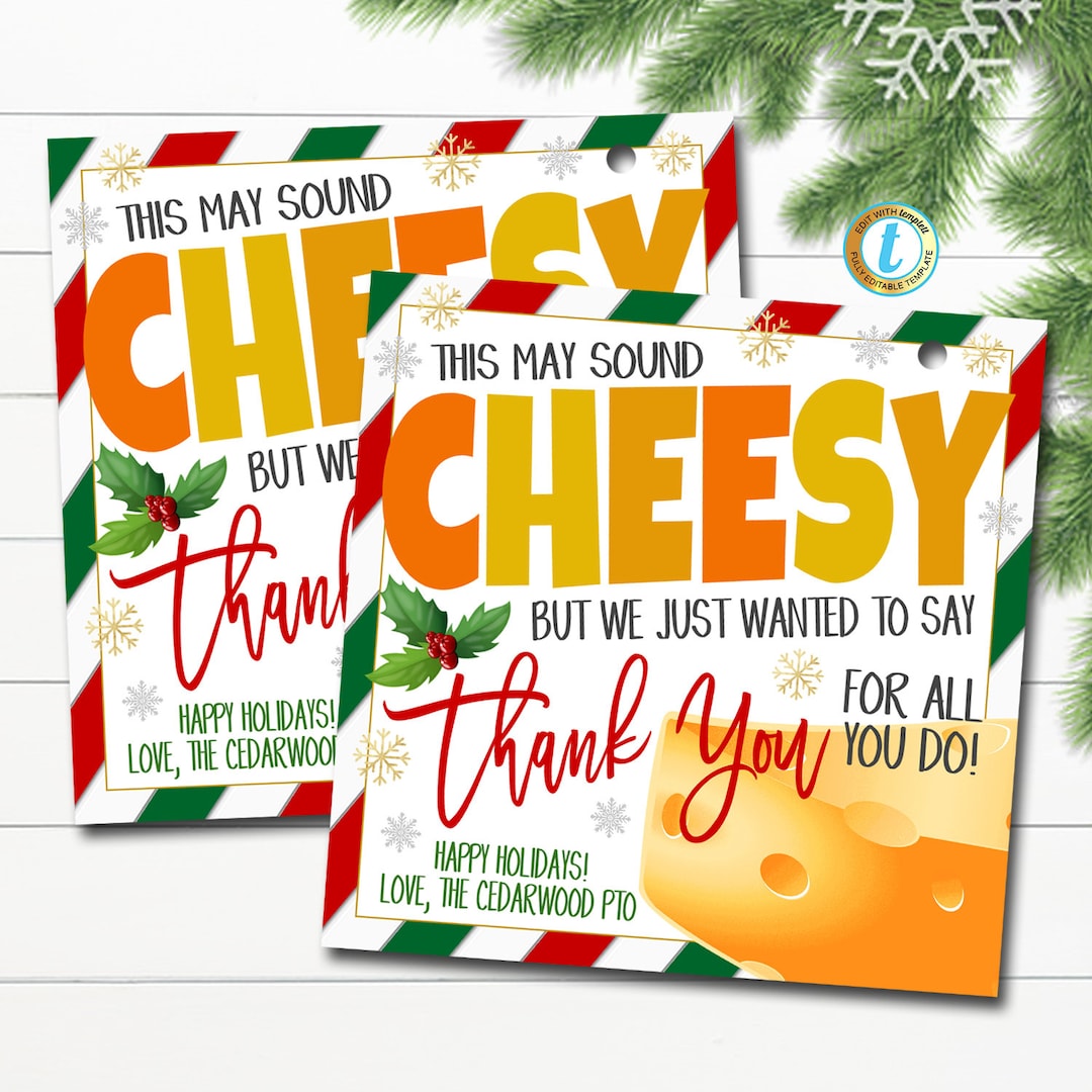 Christmas Cheese Gift Tag, Volunteer Teacher Staff Employee School Pto ...