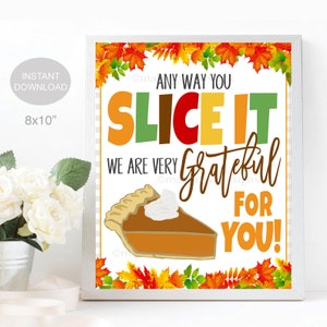 Thanksgiving Grateful for You Pie Sign, Fall Appreciation Decor, Fall ...