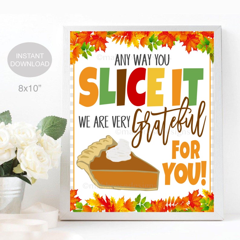Thanksgiving Grateful for You Pie Sign, Fall Appreciation Decor, Fall ...