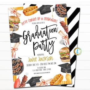 BBQ Graduation Invitation, Grad Party Grill Out Invitation, Backyard ...