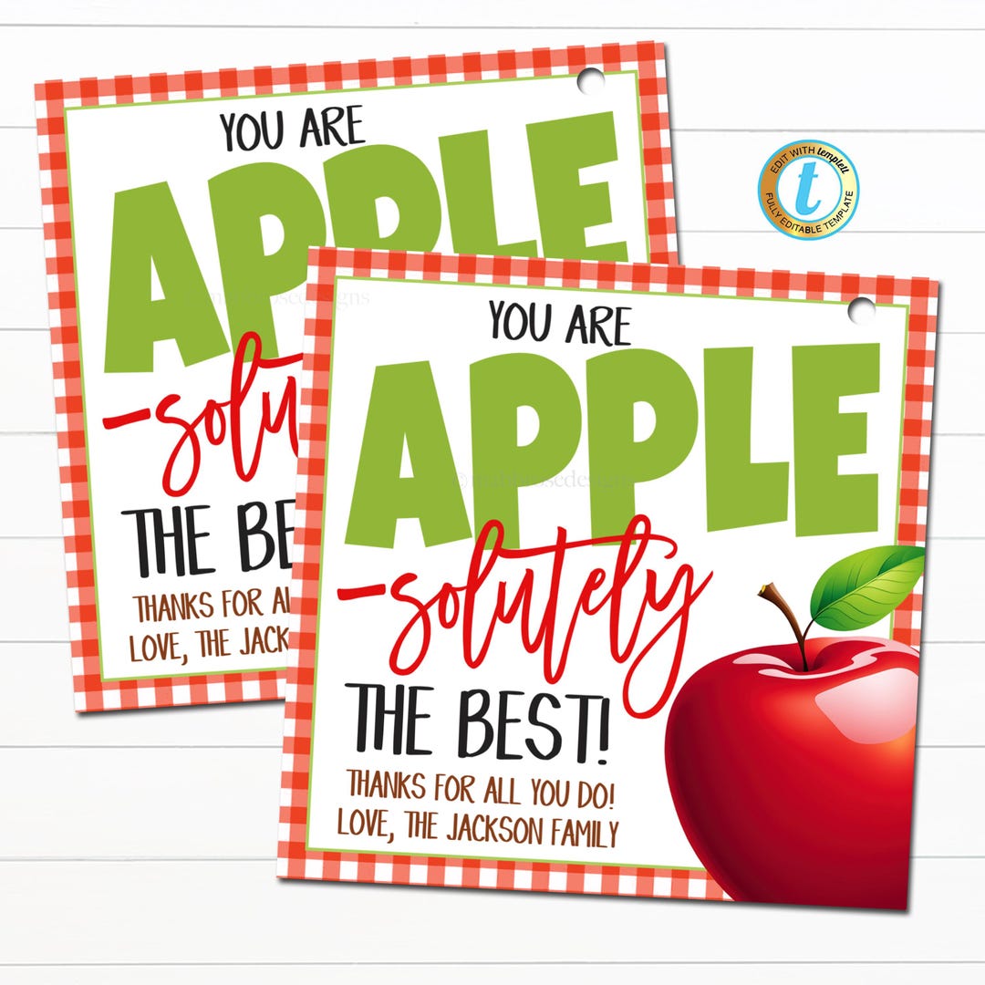 Apple Appreciation Gift Tags, You Are APPLESOLUTELY the Best Staff ...