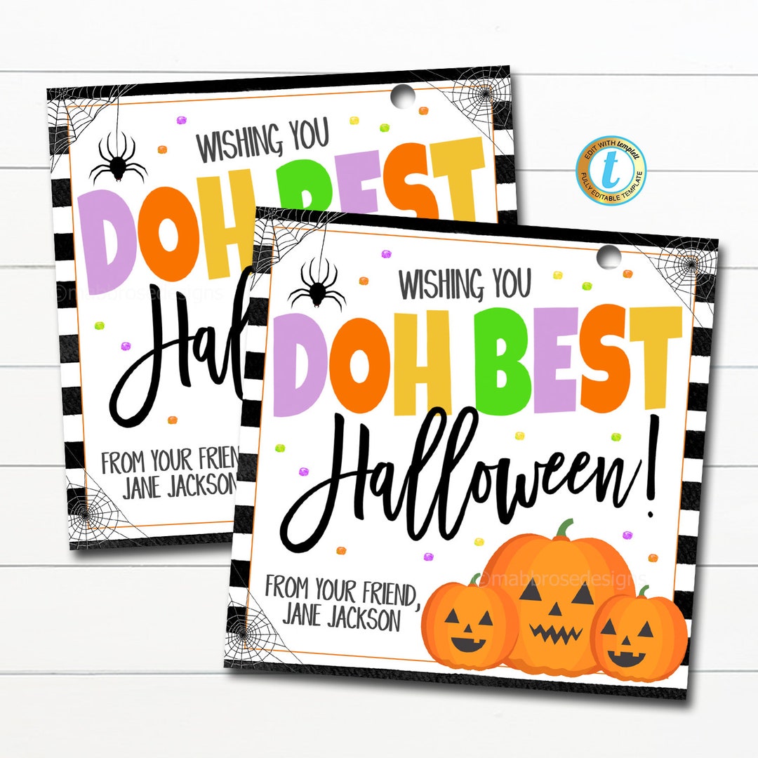 Halloween Gift Tags, Halloween Play Dough Tags, Birthday Favors ...
