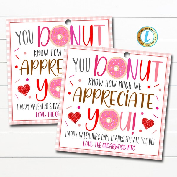 You Donut Know How Much We Appreciate You Teacher Gift Tag - 60+ Gift ...