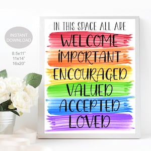 All Are Welcome Classroom Diversity Poster, You Are Valued Loved ...