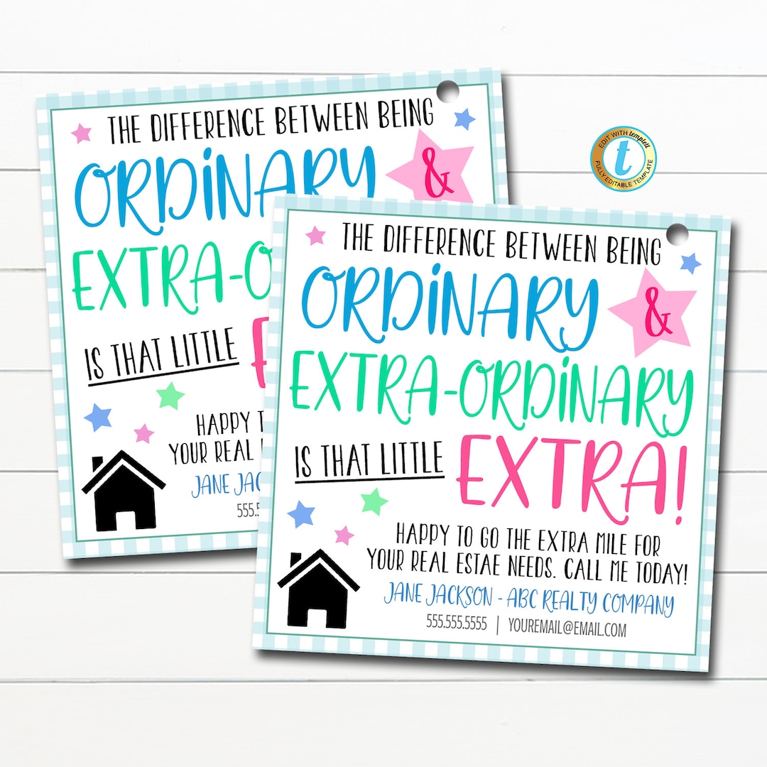 Realtor Pop by Gift Tags, Extra-ordinary, I'll Go the Extra Mile for ...