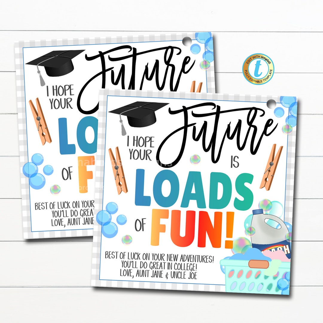 Future is Loads of Fun Graduation Gift Tag, High School Grad, Funny ...