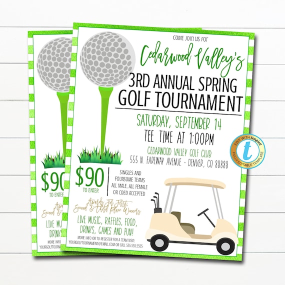 Golf Tournament Invitation It's Game Time Editable Golf - Etsy
