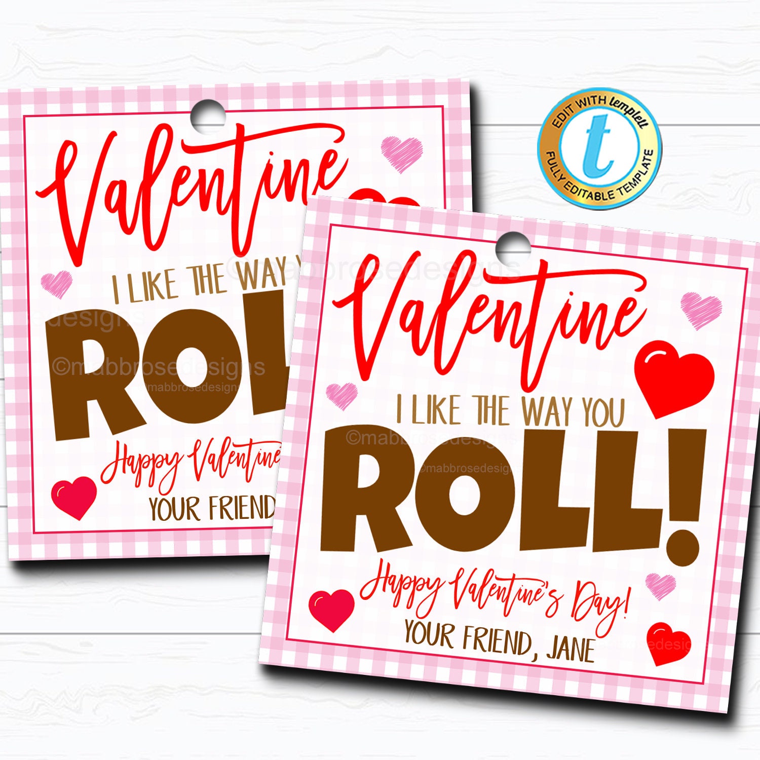 Valentine Gift Tags I Like the Way You Roll Candy Valentine - Etsy