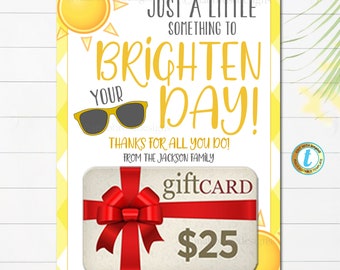 Editable Yellow Sunshine Gift Tag, Something to Brighten Your Day ...