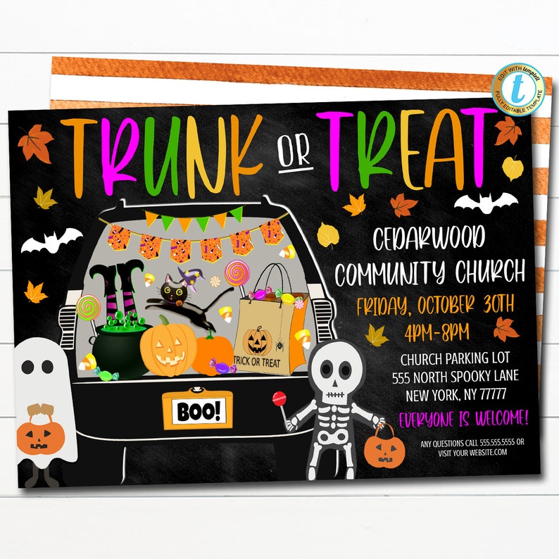 EDITABLE Trunk or Treat Invitation Printable Halloween Invitation ...