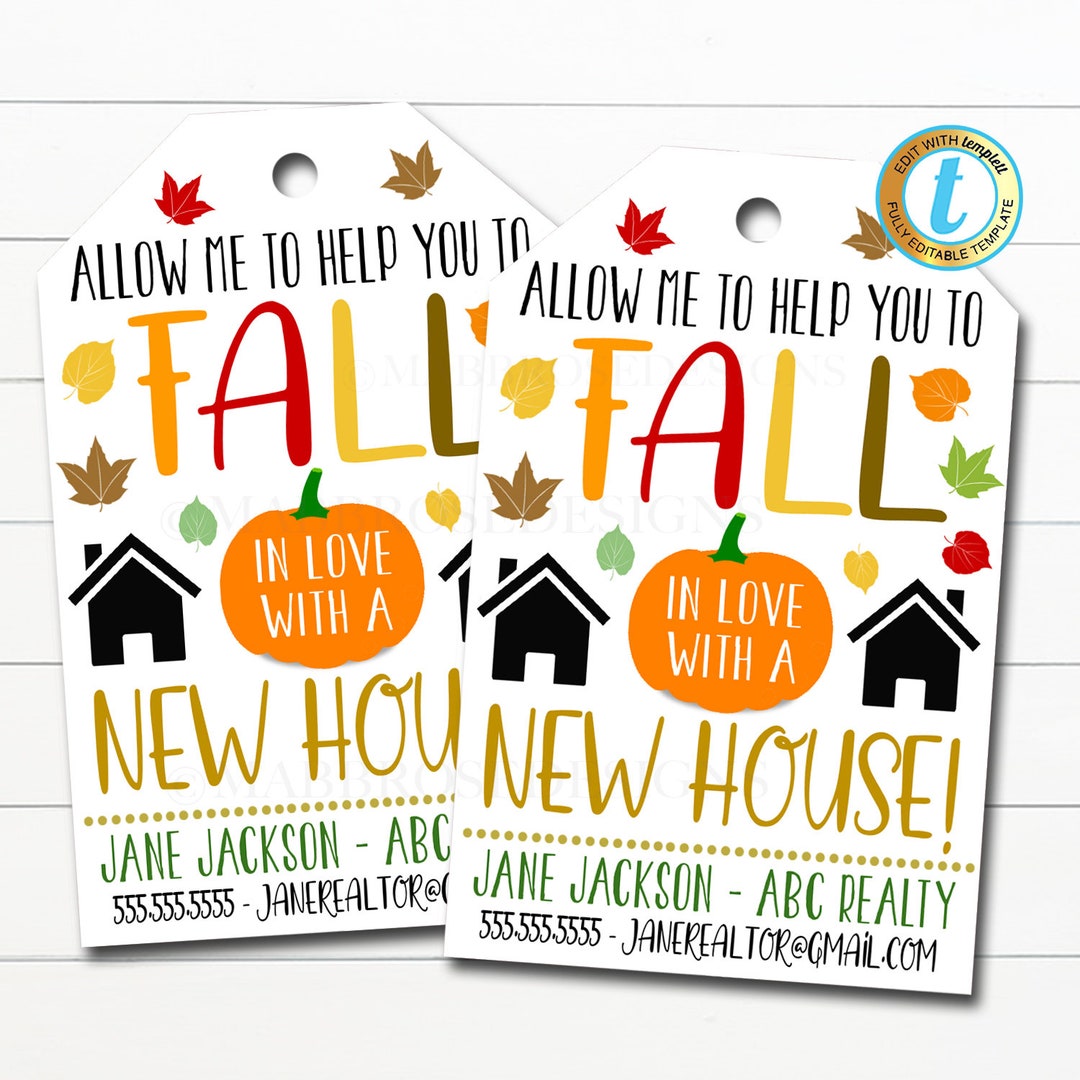 Fall Realtor Gift Tags, Let Me Help You Fall in Love With a New House ...