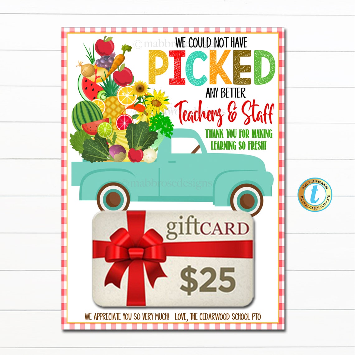 Farmers Market Theme Teacher Appreciation Week Gift Card Holder ...
