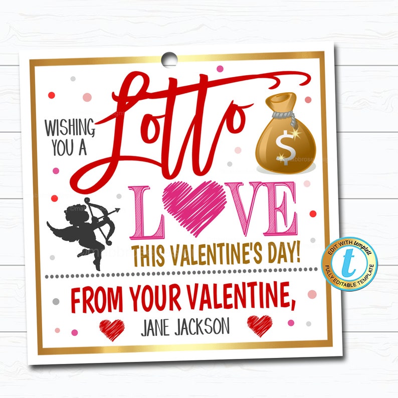 Valentine Lottery Ticket Gift Tag Wishing You a Lotto Love - Etsy