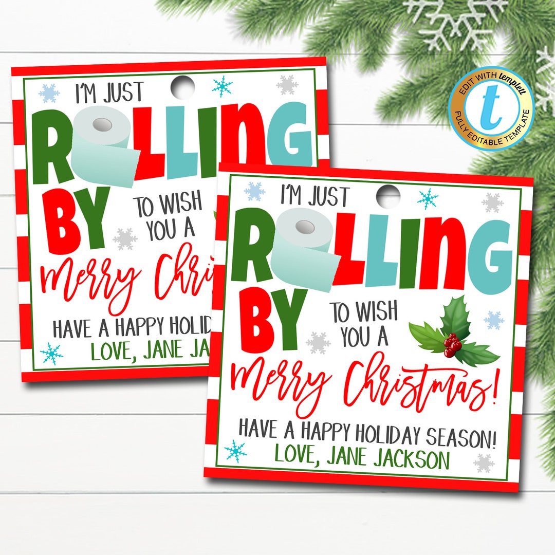 Christmas Toilet Paper Gift Tag, Rolling by to Say Merry Christmas ...