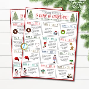 Editable Christmas Holiday Appreciation Flyer, Teacher 12 Days of ...