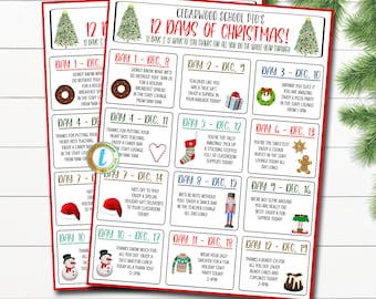 Editable Christmas Holiday Appreciation Flyer, Teacher 12 Days of ...