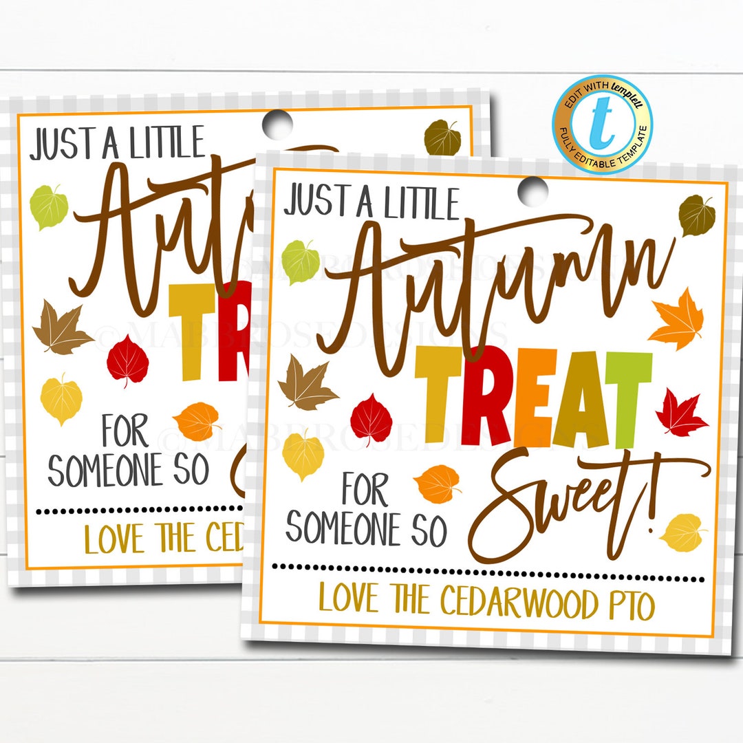 Fall Gift Tags, an Autumn Treat for Someone so Sweet, Teacher Staff ...