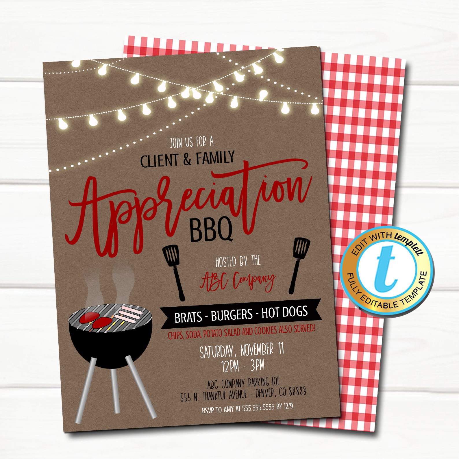 Appreciation BBQ Party Invitation, Customer Client Thank You Event ...