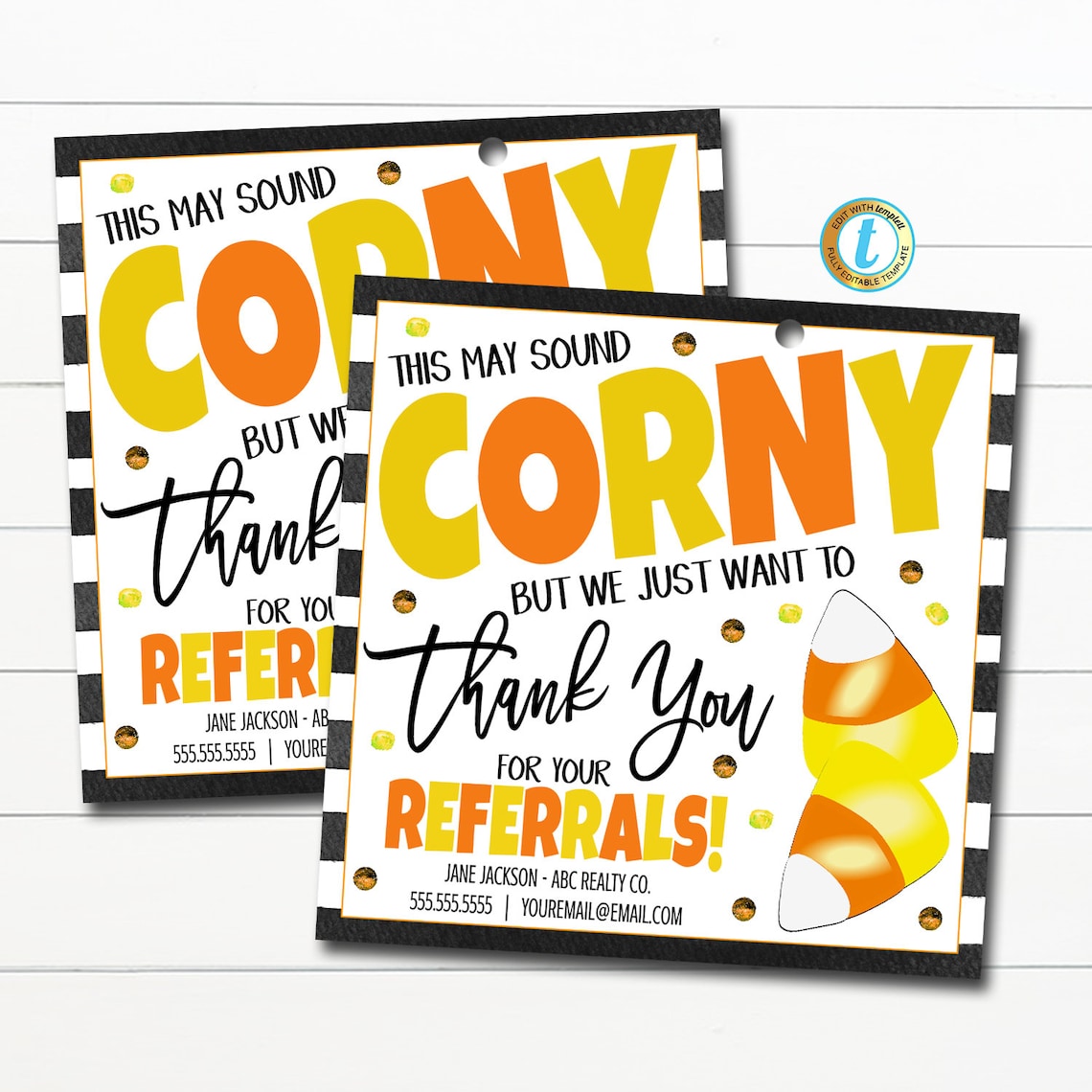 Halloween Realtor Candy Corn Pop by Gift Tag, Referrals Small Business ...