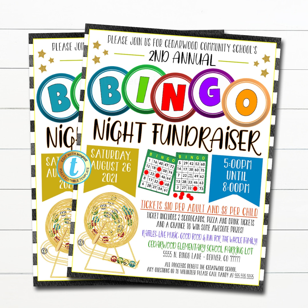 Bingo Night Flyer Fundraiser Community Event Invitation Church Company ...