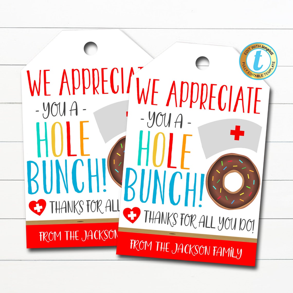 Nurse Appreciation Donut Gift Tag Thank You Medical Hospital | Etsy