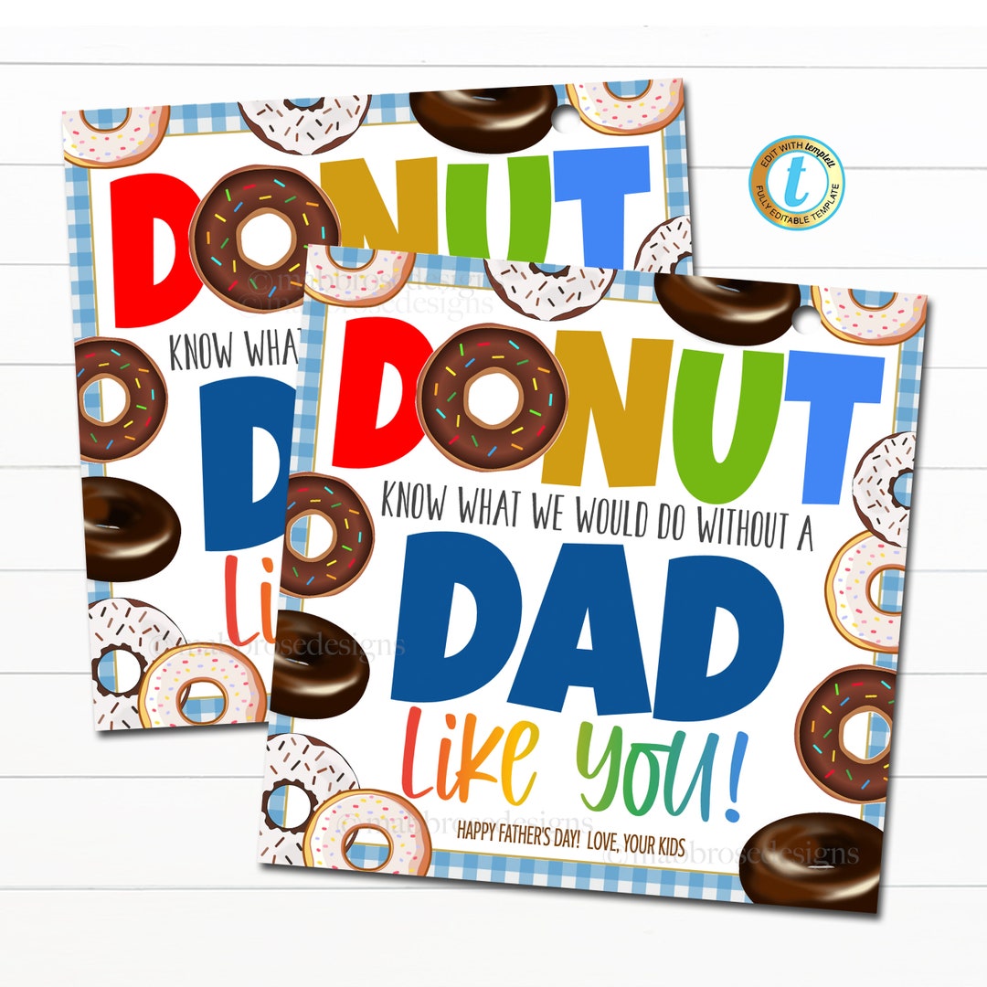 Fathers Day Donut Tag, Fathers Day Handout, Fathers Day Gift Printable ...
