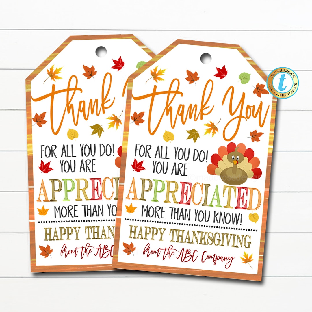 Fall Thank You Gift Tags, Teacher Staff Employee Nurse Volunteer Staff ...