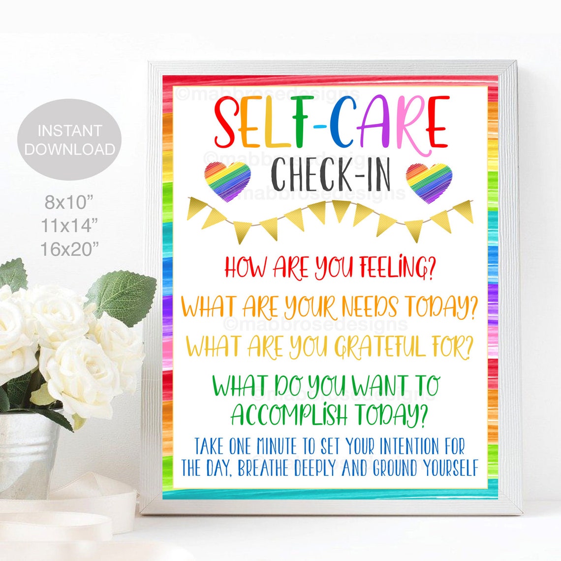 Self Care Digital Poster Self Love Checklist Mental Health - Etsy