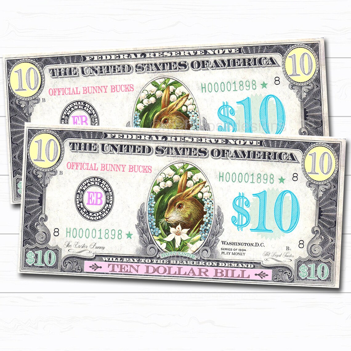 Printable Easter Bunny Money Play Bunny Bucks Easter Bunny - Etsy
