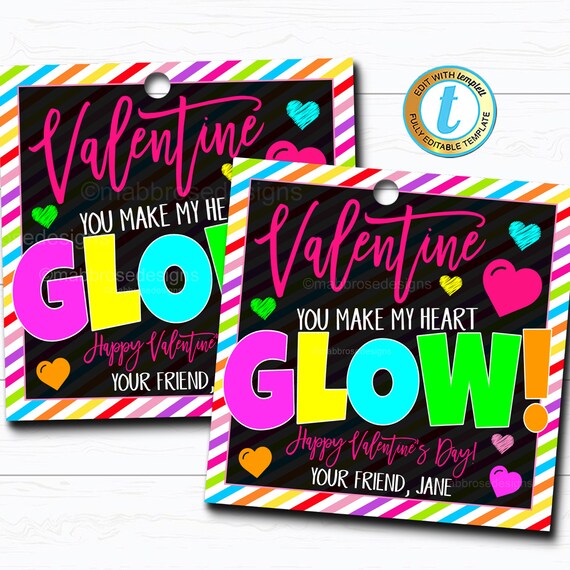 Valentine Gift Tags You Make My Heart Glow Valentine - Etsy