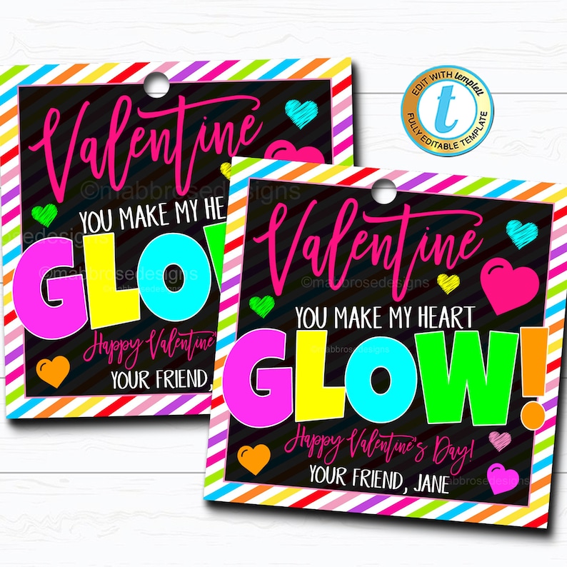 Valentine Gift Tags You Make My Heart Glow Valentine - Etsy