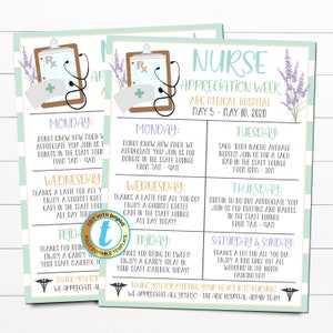 Nurse Appreciation Week Itinerary, Thank You Healthcare Workers Event ...