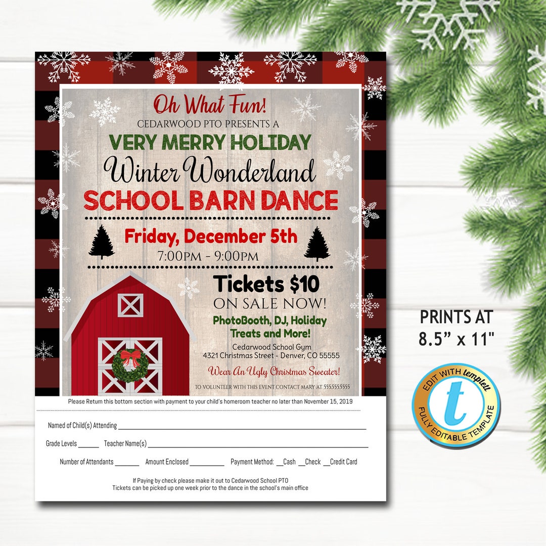 Winter Dance Flyer, Christmas School Dance, Church Pto Pta, Holiday ...