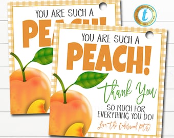 EDITABLE Appreciation Gift Tags, Fruit Peach Treat Label, Thank You ...